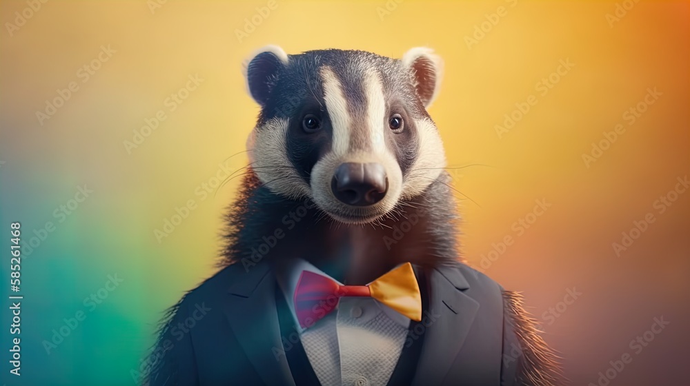 Badger in suit: Studio Shot of a Badger in Business clothes, Mixing ...