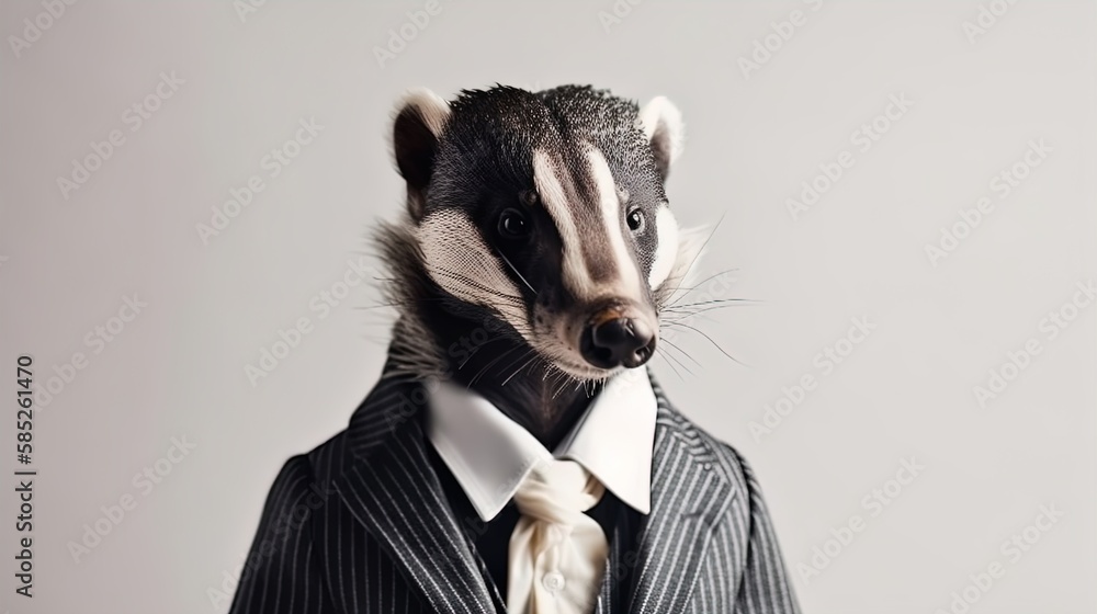 Badger in suit: Studio Shot of a Badger in Business clothes, Mixing ...