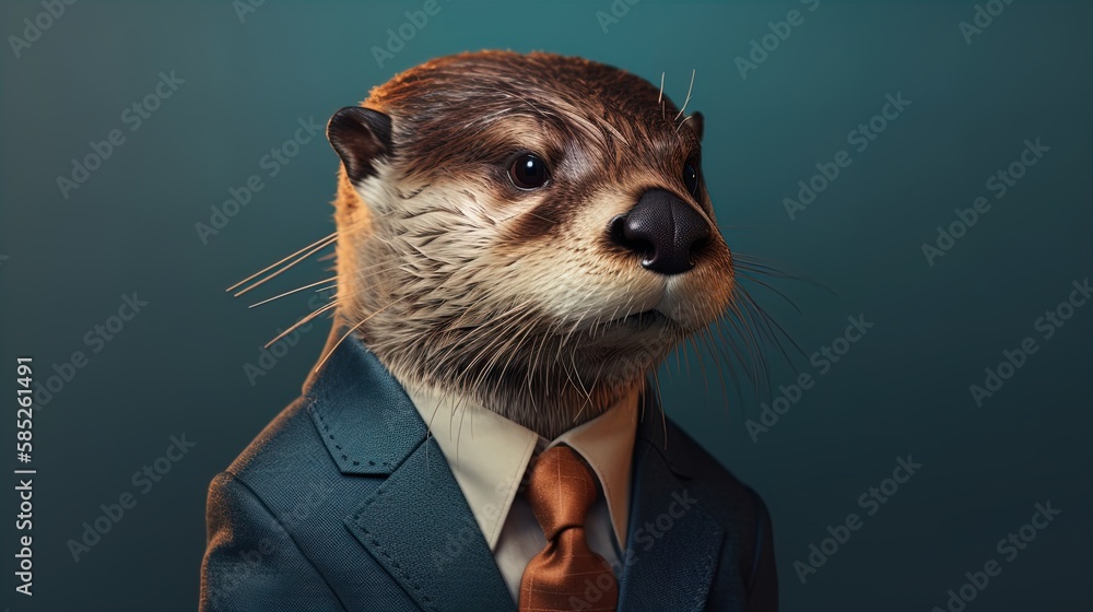 Otter in suit: Studio Shot of a Otter in Business clothes, Mixing ...