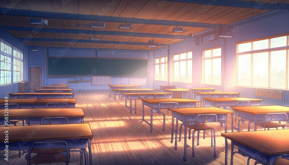 interior of a school in japan anime background wallpaper Stock ...