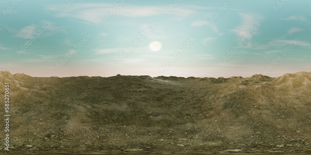 8K, HDRI map, realistic landscape with hills, stones, rocks, pebbles ...