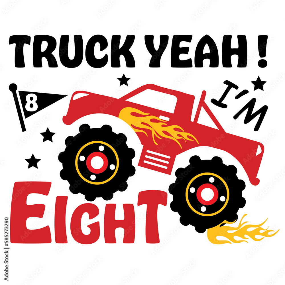Truck yeah Svg, Truck yeah! I'm two svg, 2nd Birthday SVG, I am 2 svg ...