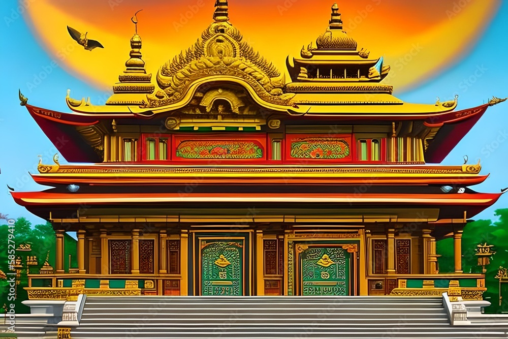 Emojis Hindu Temple in Comics Art Form Generative AI Stock Illustration ...