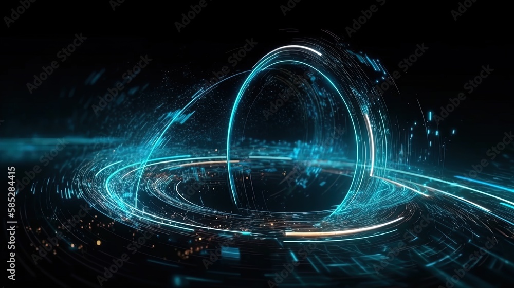 Abstract Futuristic Agile Cycles: Luminous Digital Particles in Teal ...