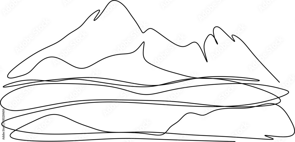 One line art. continues line art. sketch of mountain Stock Vector ...