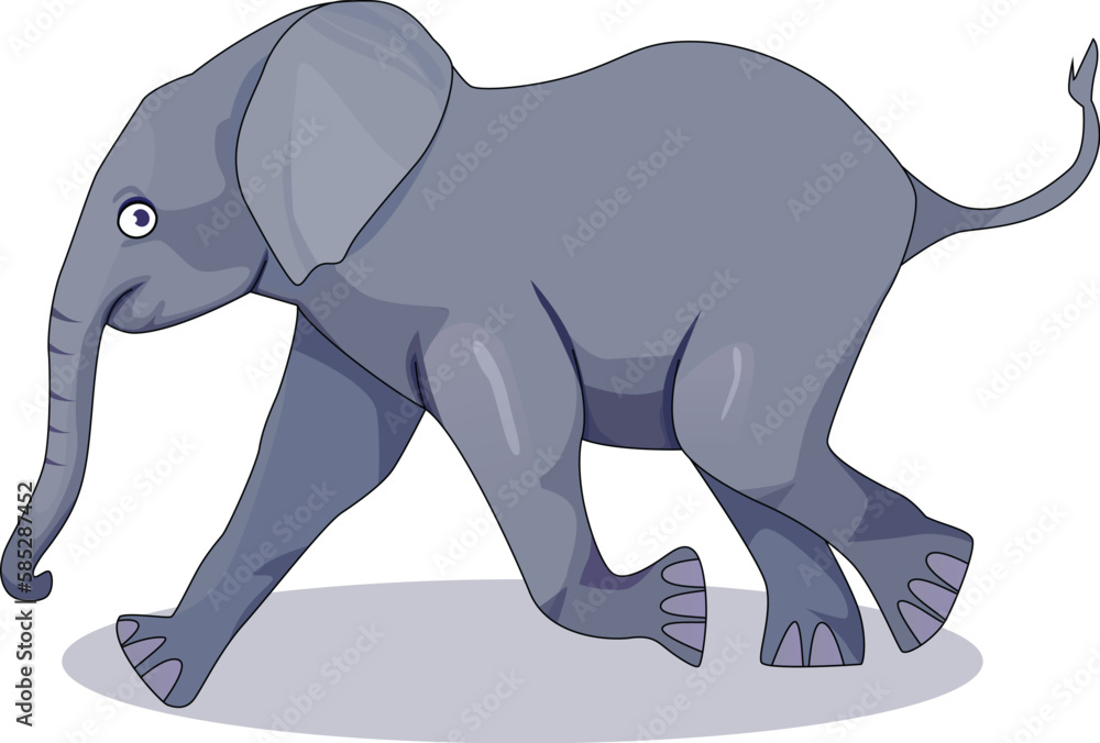 Cartoon elephant running, white background Stock Vector | Adobe Stock