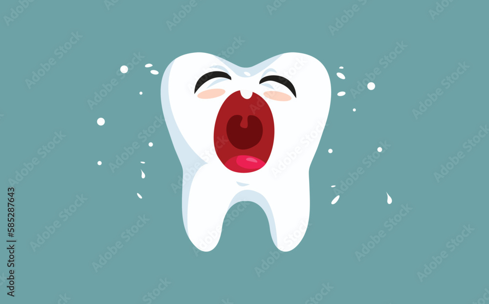 Sad Tooth Crying in Pain Vector Cartoon Illustration. Unhappy molar ...