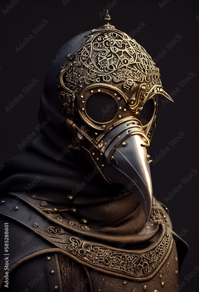 Ancient warrior with full body armor, crow mask. Ancient Invading Army ...