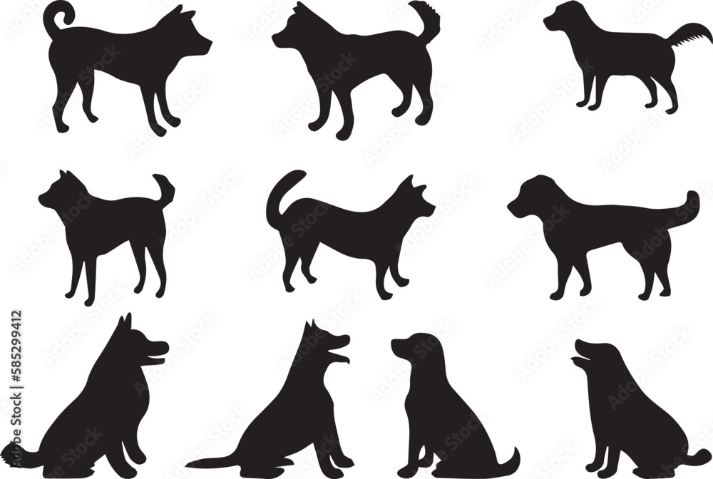 Dog silhouettes vector image, animal paw print icon Free Vector, Foot ...