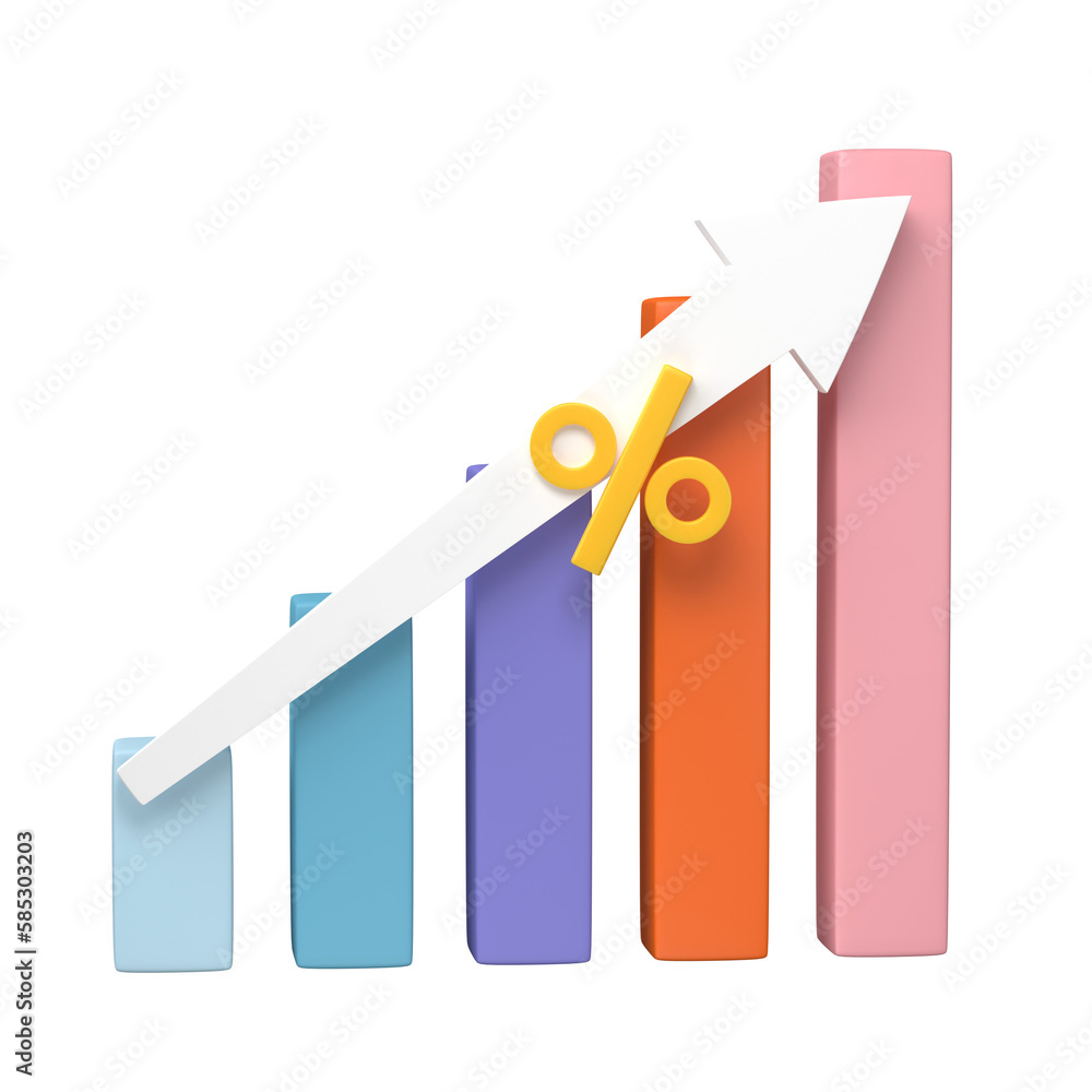 3D render. Business infographic with stock diagrams and statistic bars ...