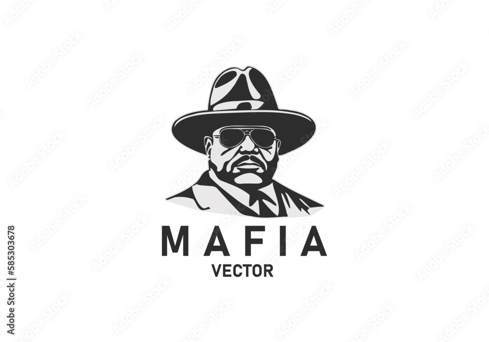 Vetor de Vector portrait of a solid brutal man in glasses and a hat ...