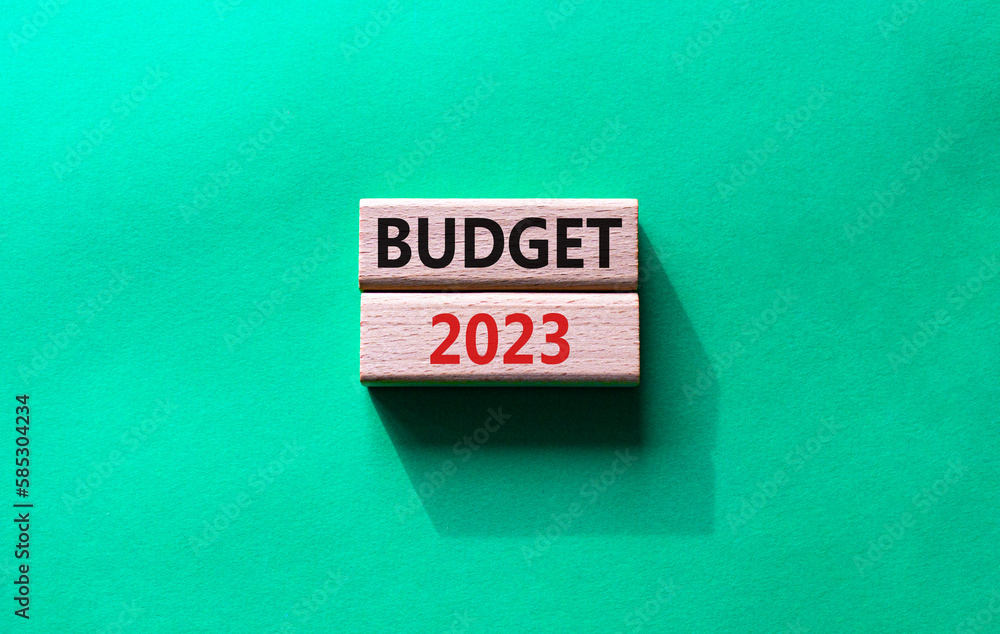 Budget 2023 symbol. Wooden blocks with words Budget 2023. Beautiful ...