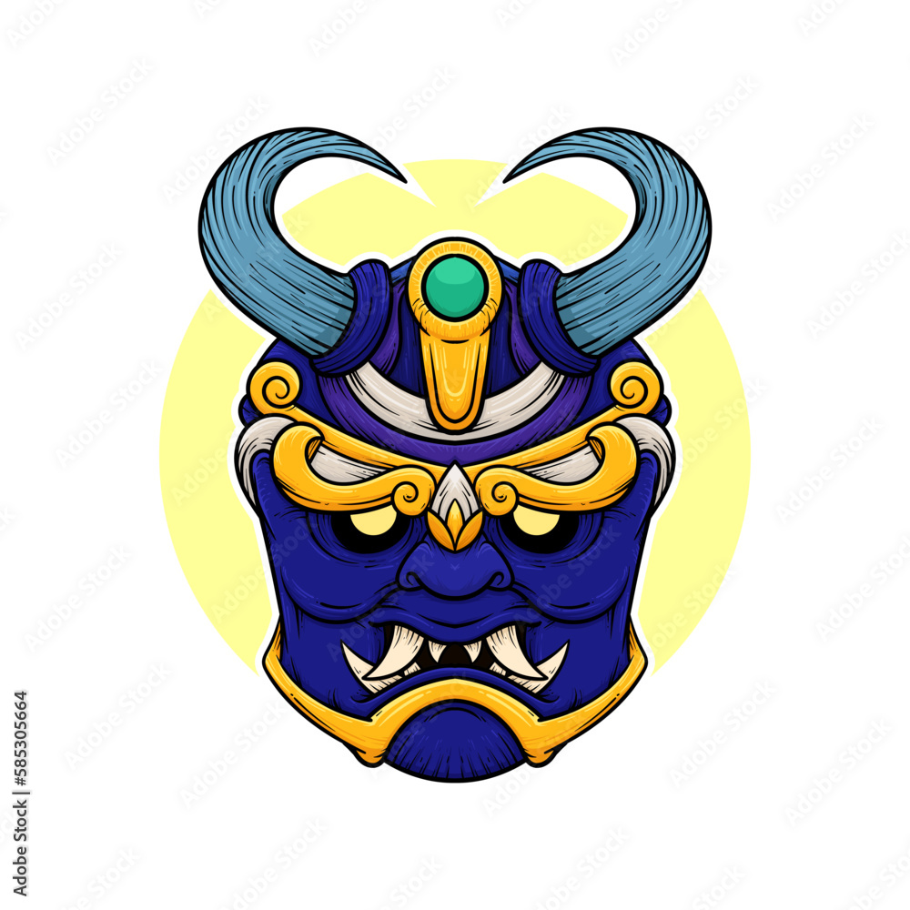the traditional japanese demon oni mask illustration Stock Vector ...