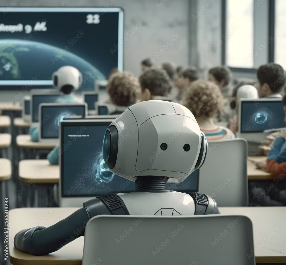 Artificial intelligence teaching students android children in school ...