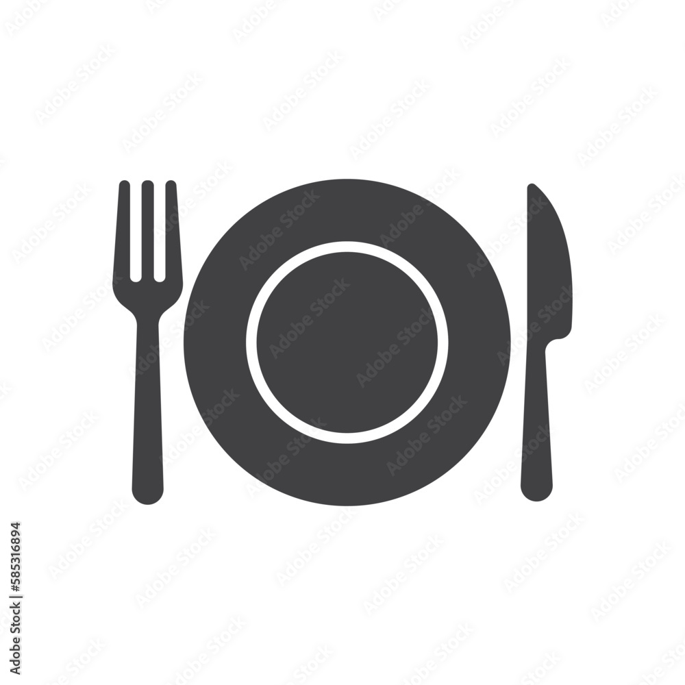 Set of dinner service signs, tableware, restaurant, cutlery icons- fork ...