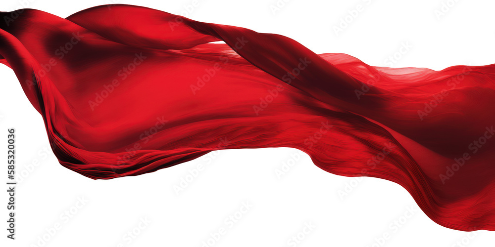 The Vibrant Red Silk Ribbon Gracefully Swirls And Twists Suspended Mid