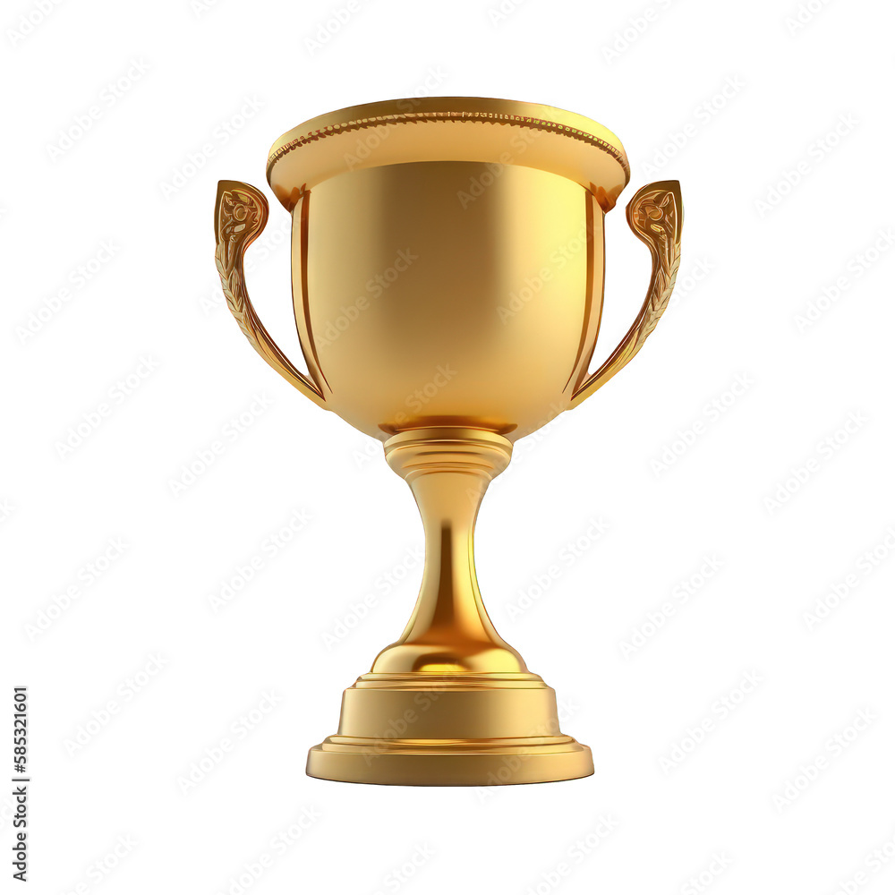 A stunning depiction of a golden trophy depicted in a realistic style ...