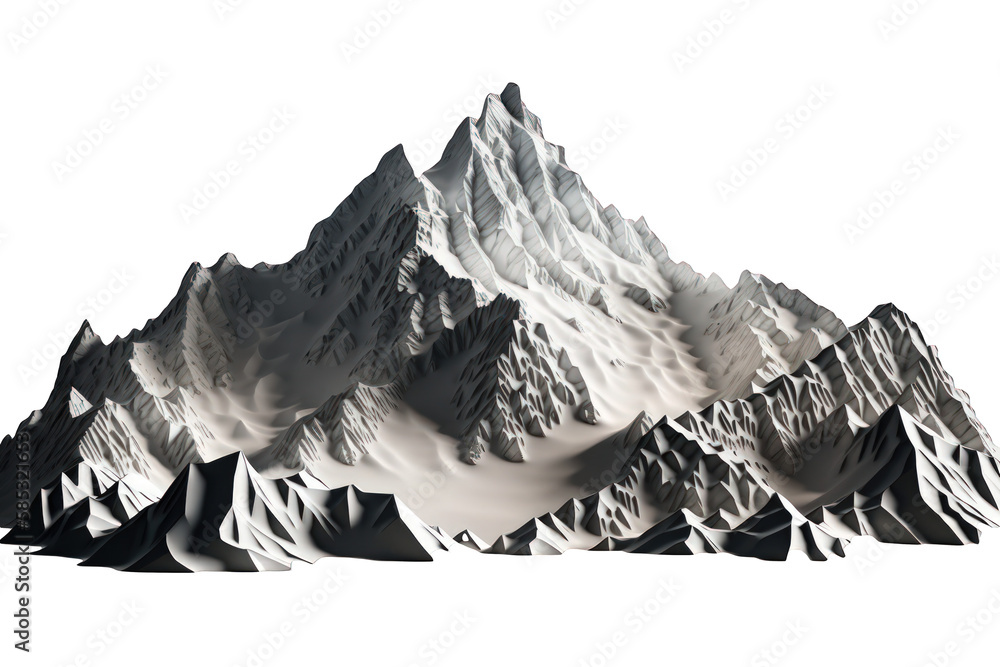 The image depicts a series of three realistic mountains, each with its ...