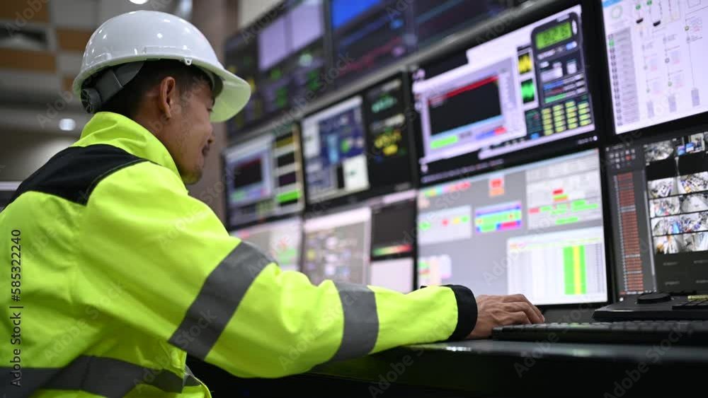 Engineer working at control room,Manager control system,Technician man ...