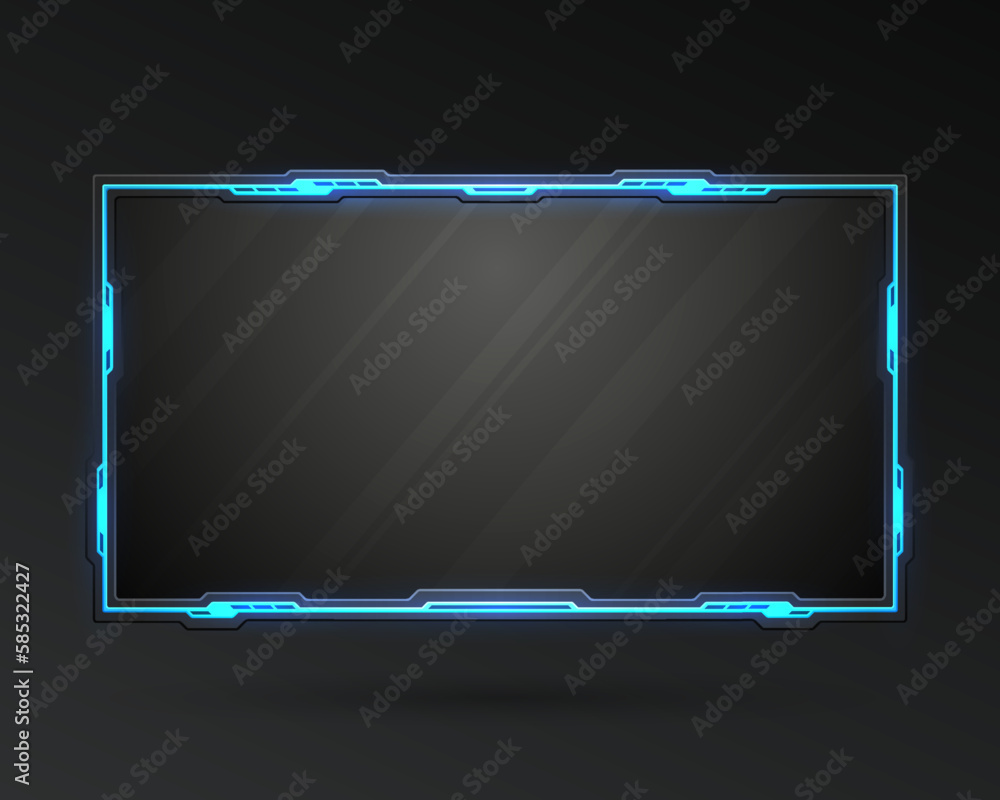Vetor de Futuristic glowing neon border stream overlay webcam video ...