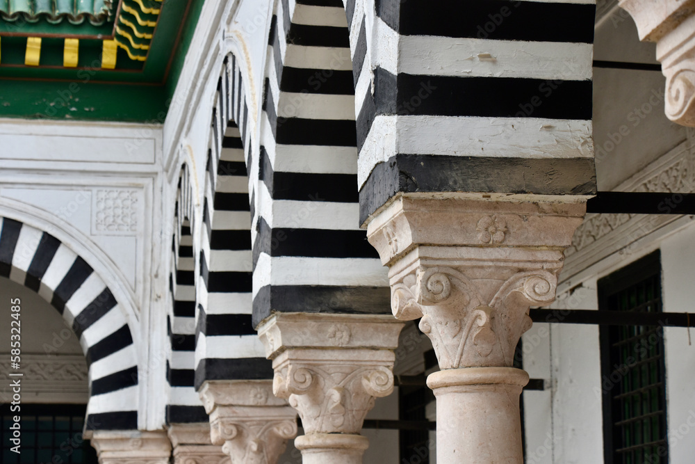 Foreground Focus on Black and White Arches and Ottoman-Era Ionic ...