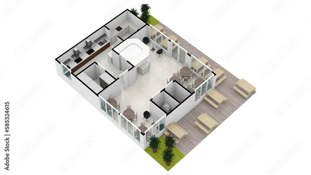Stockillustratie Cafe top view plans. Floor plan 3d Cafe floor plan ...