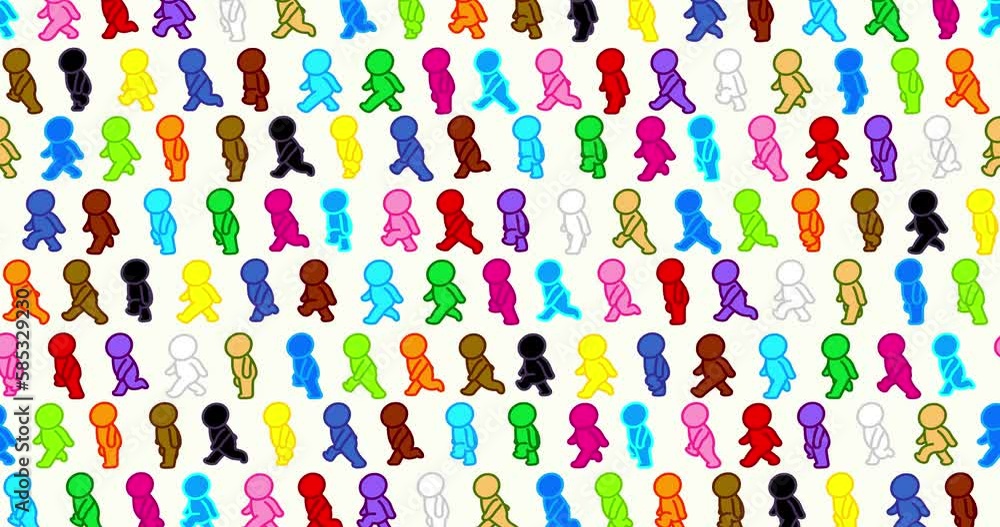 Many cartoon color stickmen characters wallpaper on light background ...