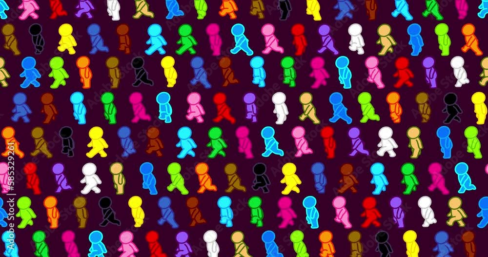 Many cartoon color stickmen characters wallpaper on dark background ...