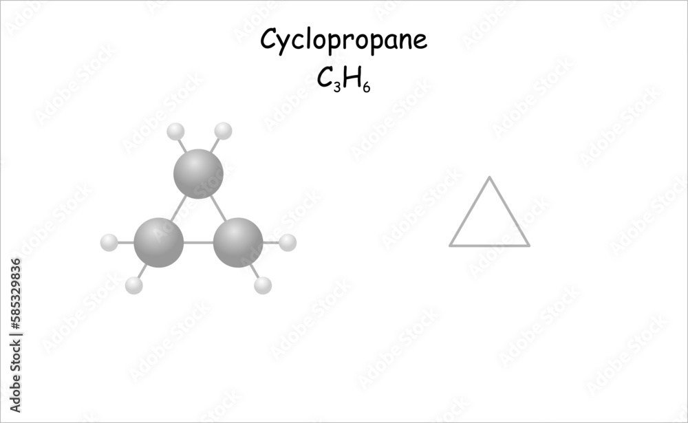 Stylized Molecule Model Structural Formula Of Cyclopropane Stock Vector Adobe Stock