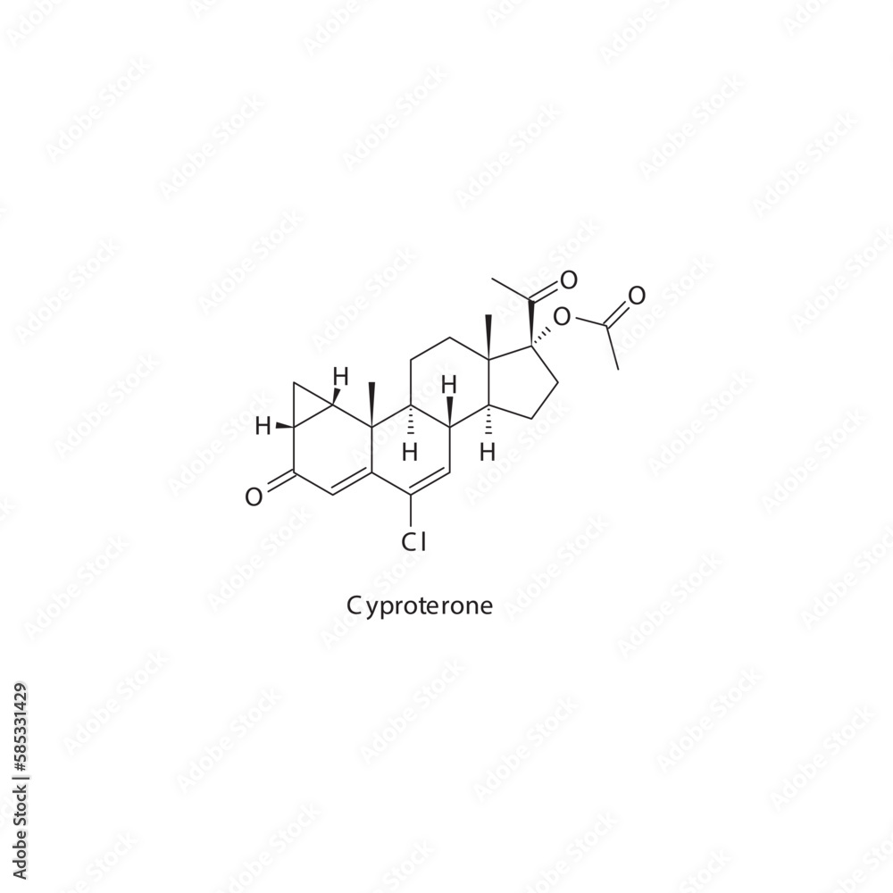 Vecteur Stock Cyproterone flat skeletal molecular structure Androgen ...