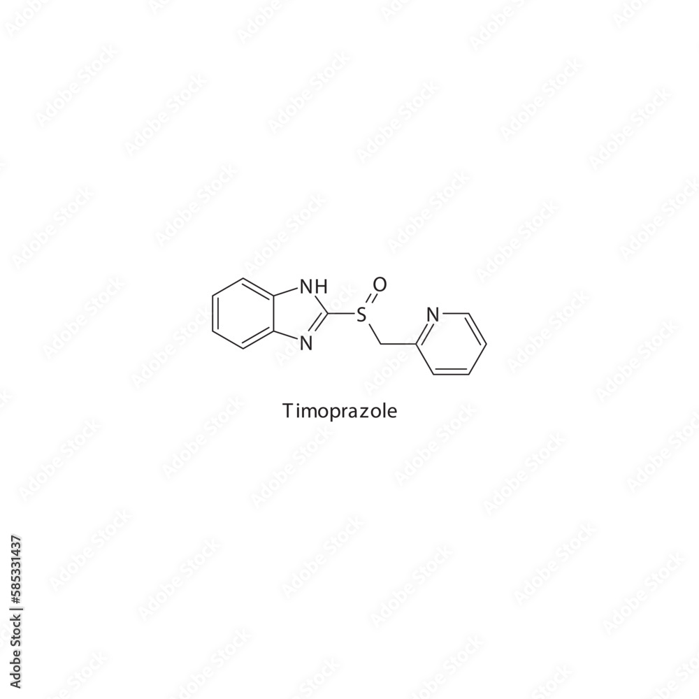 Timoprazole flat skeletal molecular structure Proton pump inhibitor ...