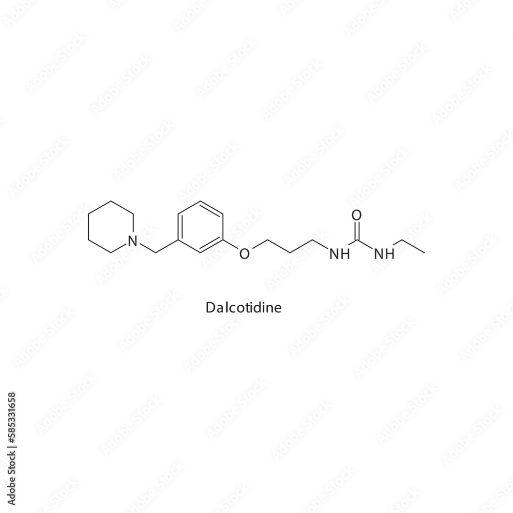 Dalcotidine flat skeletal molecular structure H2 receptor antagonist ...
