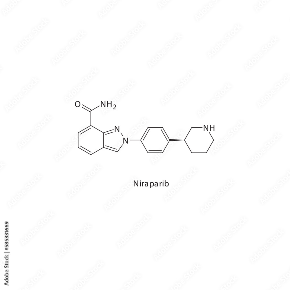Vetor de Niraparib flat skeletal molecular structure PARP inhibitor ...