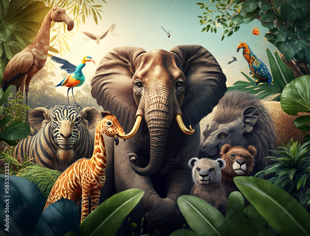 animals in the zoo | Safari Animals in Africa Composite | premium ...