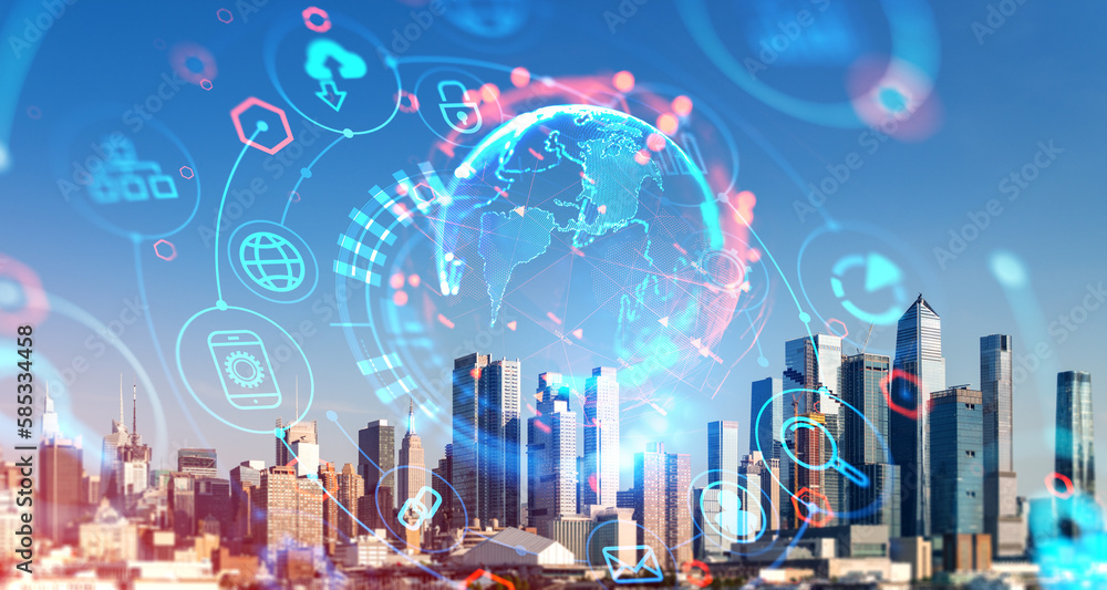 Internet of things interface in New York city Stock Photo | Adobe Stock