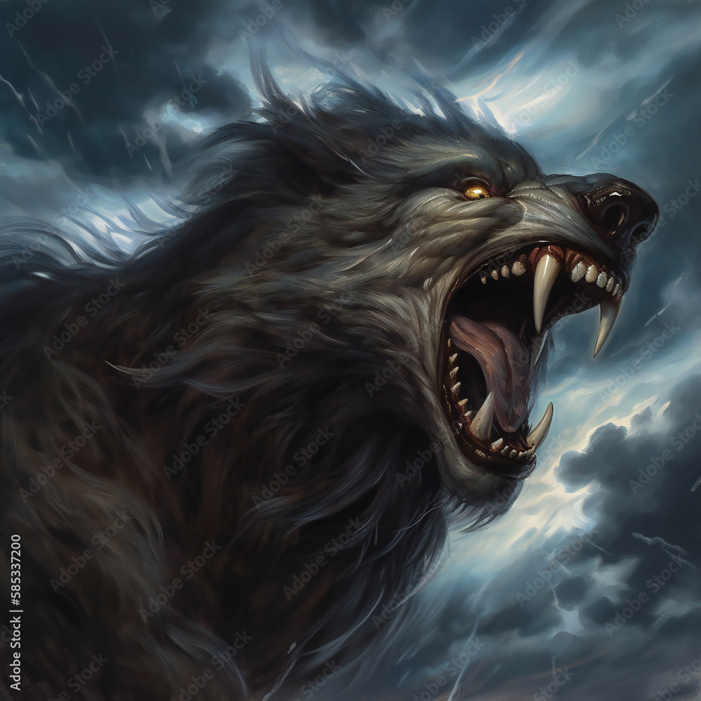 Fenrir, the Legendary Norse Wolf: Mythology and Power, generative AI ...