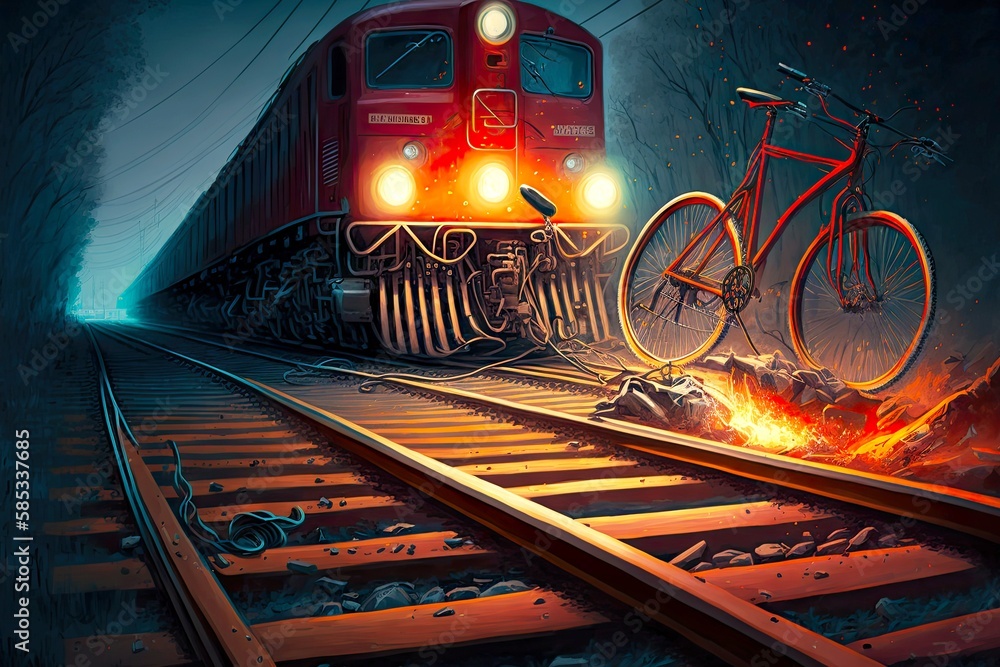 railroad crossing accident train that hit at speed and broke bicycle ...