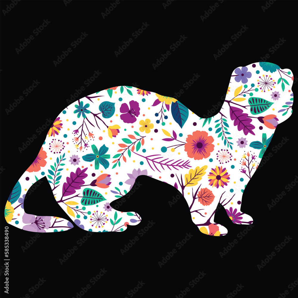 Vetor de Weasels Vector, Weasels Flower Pattern vector, cute Weasels ...