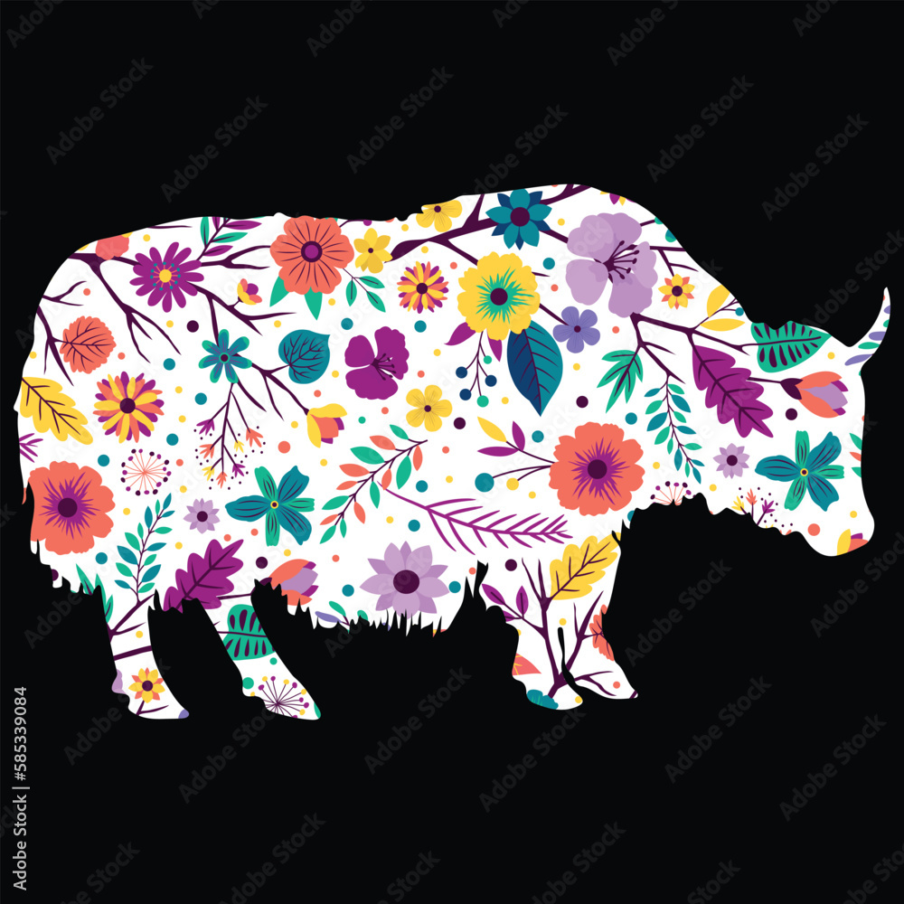 Yak Vector, Yak Flower Pattern vector, cute Yak Flower Vector, Cute Yak ...