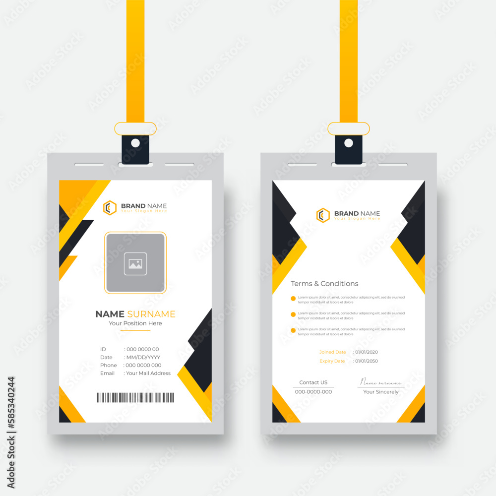 Abstract Modern and Clean corporate company employee Id Card Layout ...