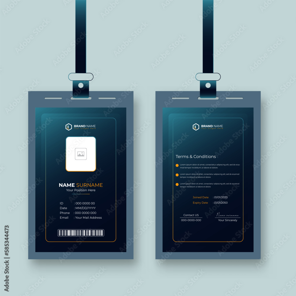 Clean and professional company employee id card template. UI style ...