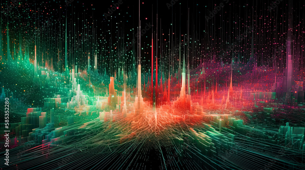 Abstract futuristic radiation particles grid matrix society colorful ...