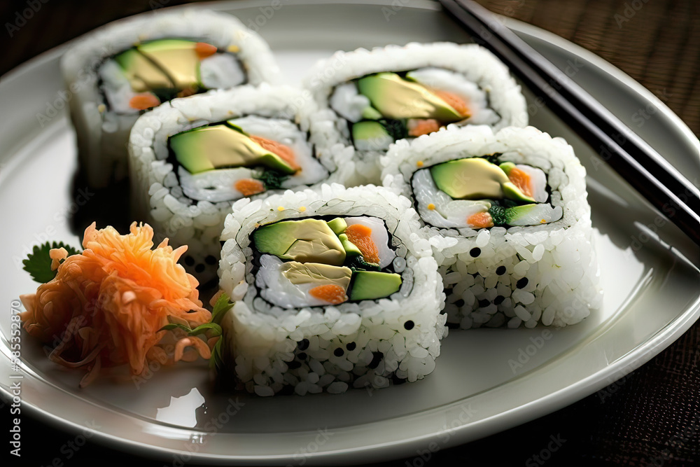 California Roll A popular sushi roll made with crab , generative ...
