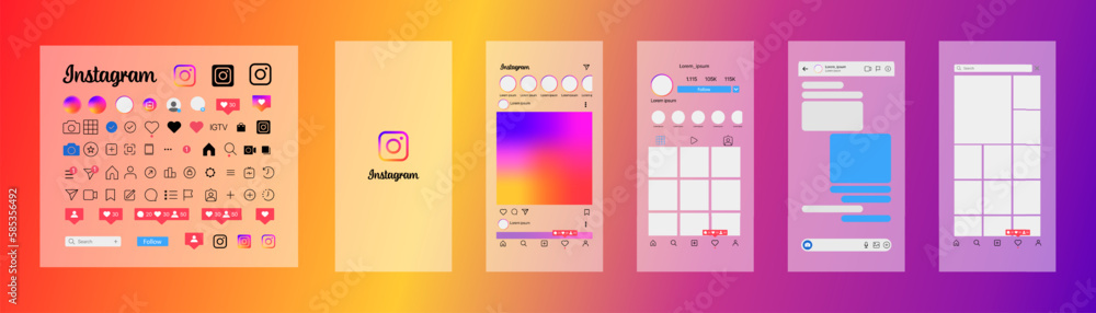 Vetor de Instagram design. Set instagram screen social media and social ...