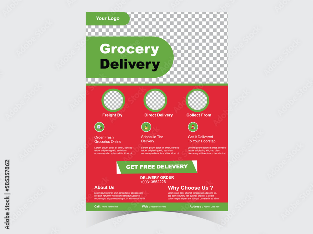 Grocery Delivery flyer Design. Food Flyer Template, fresh groceries ...