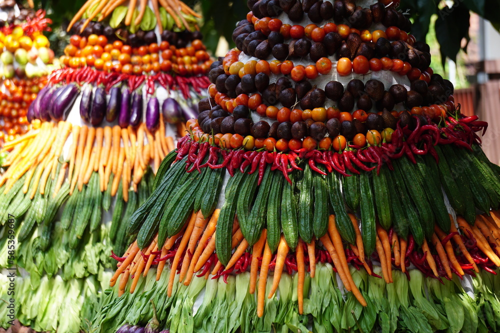 Tumpeng sayur dan buah on traditional ritual. Tumpeng sayur dan buah ...