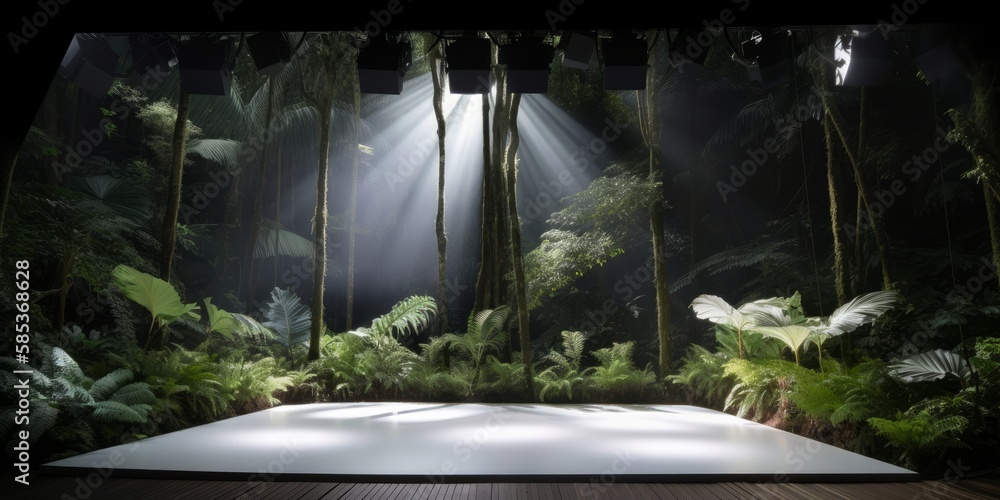 illuminated jungle stage background for product presentation mock-ups ...