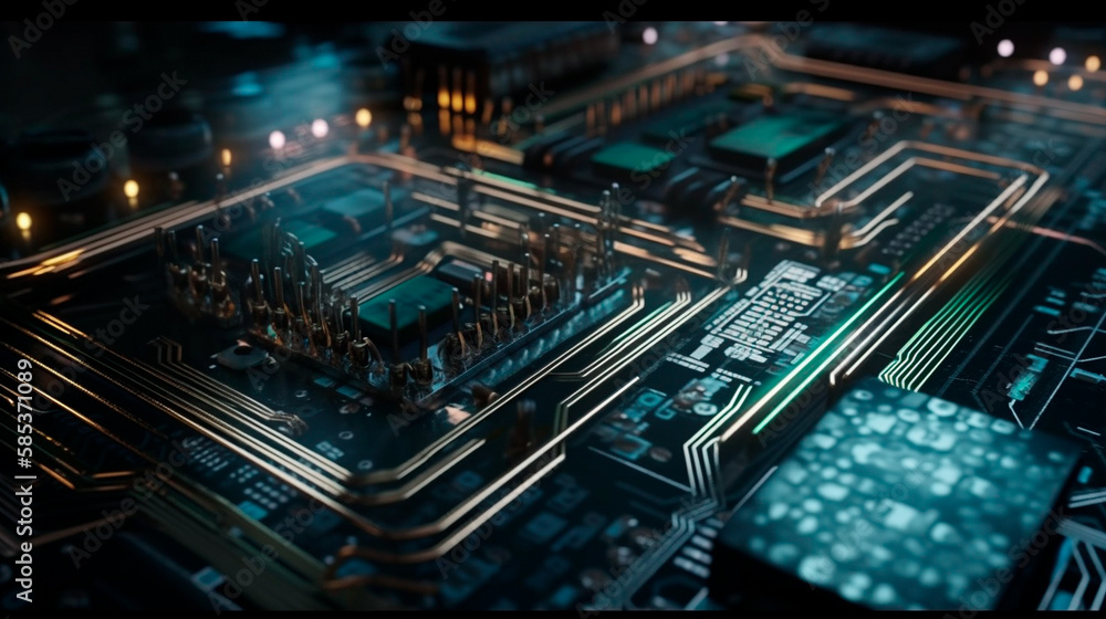 Circuit Board futuristic technology background. Digital Modern ...