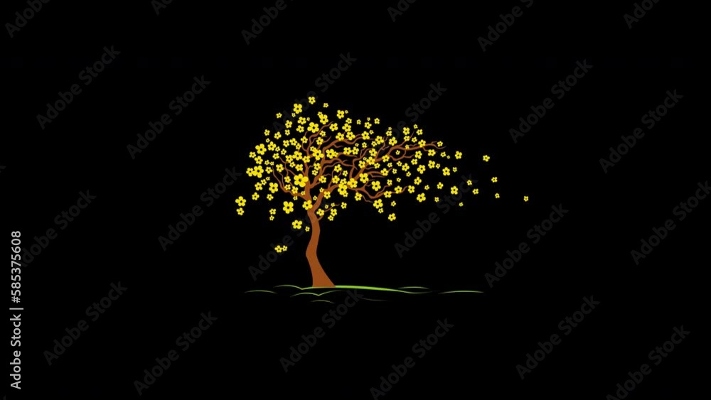 Flowers tree growing and leaf flying icon loop Animation video ...