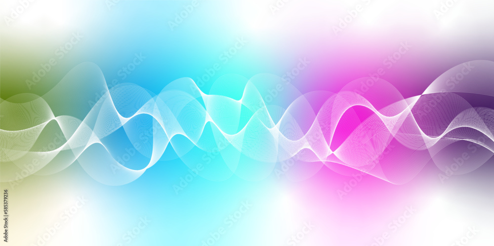 Abstract colorful white blend wave lines on gradient background. Modern ...